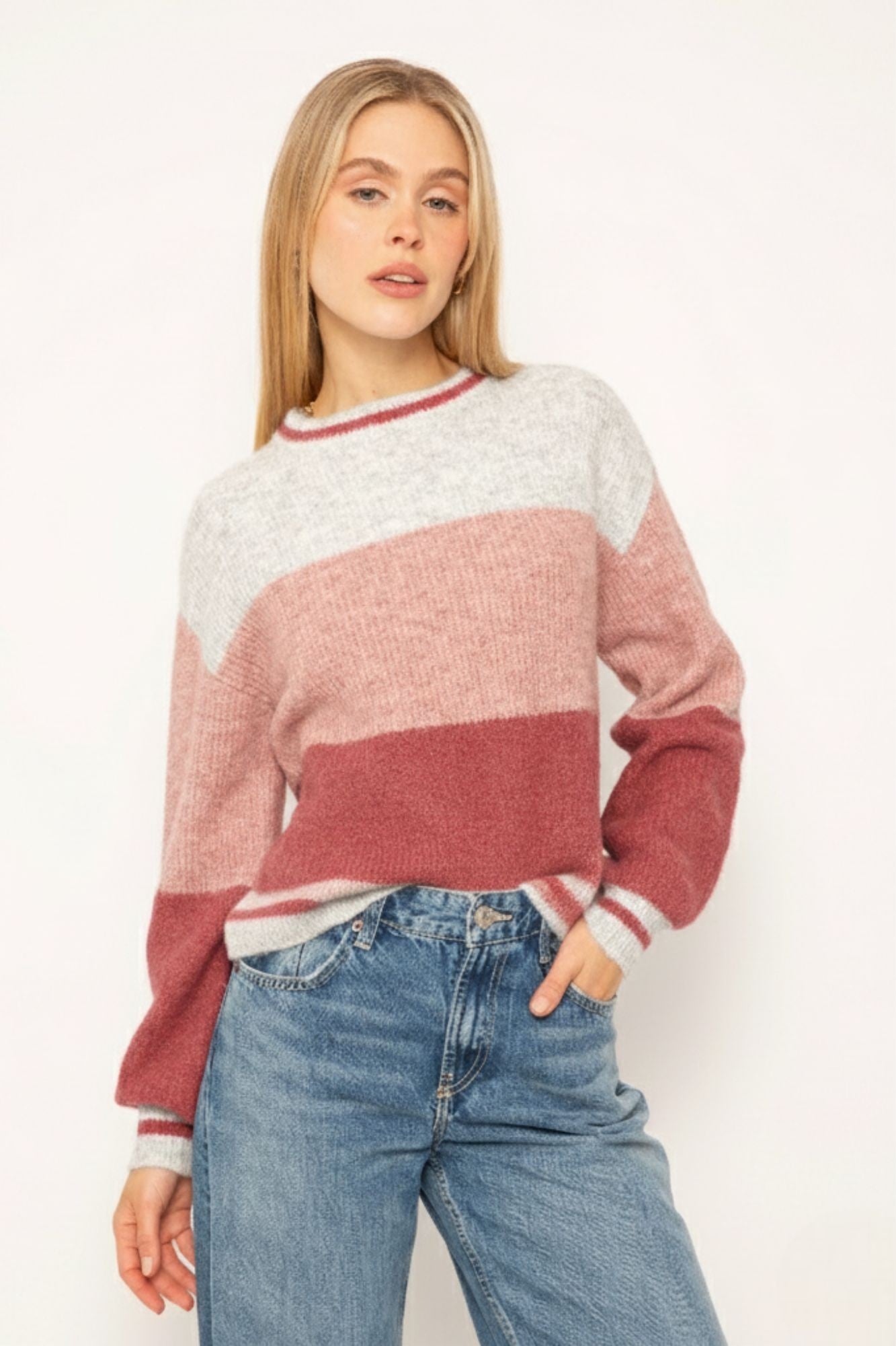 Blue Colorblock Sweater – CentralParkWest