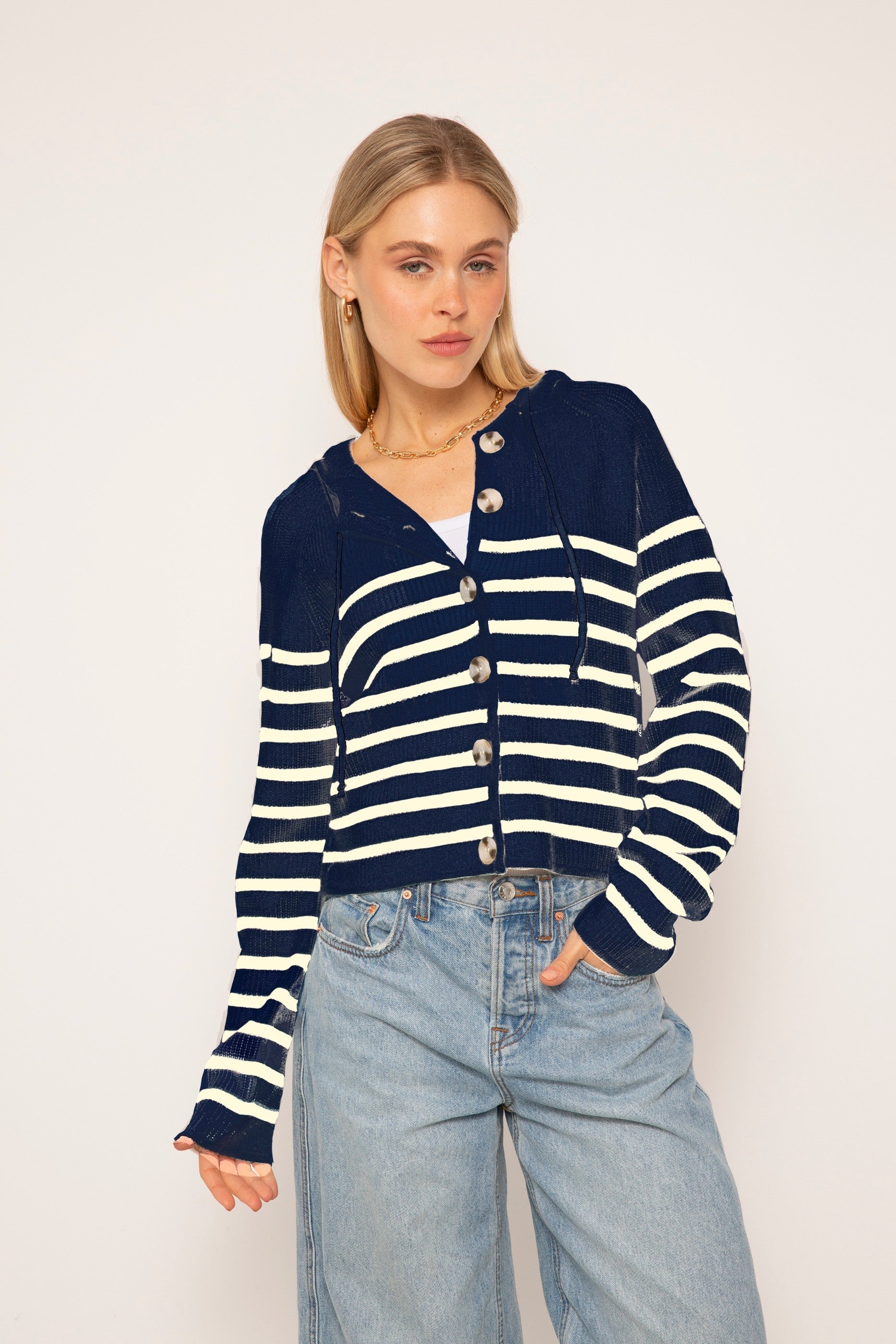 Maple Striped Dickey Sweater Jacket